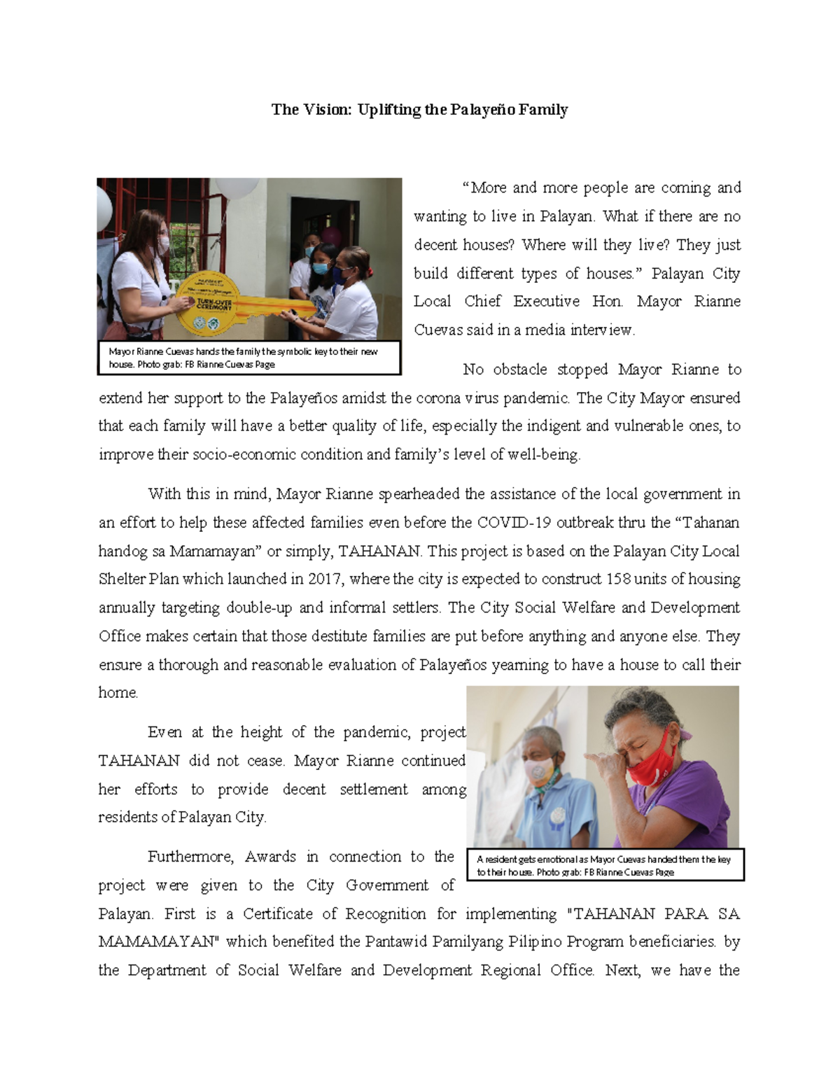 Cswdo - A short essay for LGU projects - The Vision: Uplifting the ...