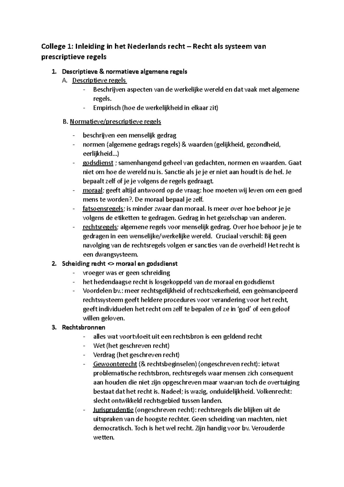 Week 1 - College 1: Inleiding in het Nederlands recht – Recht als ...