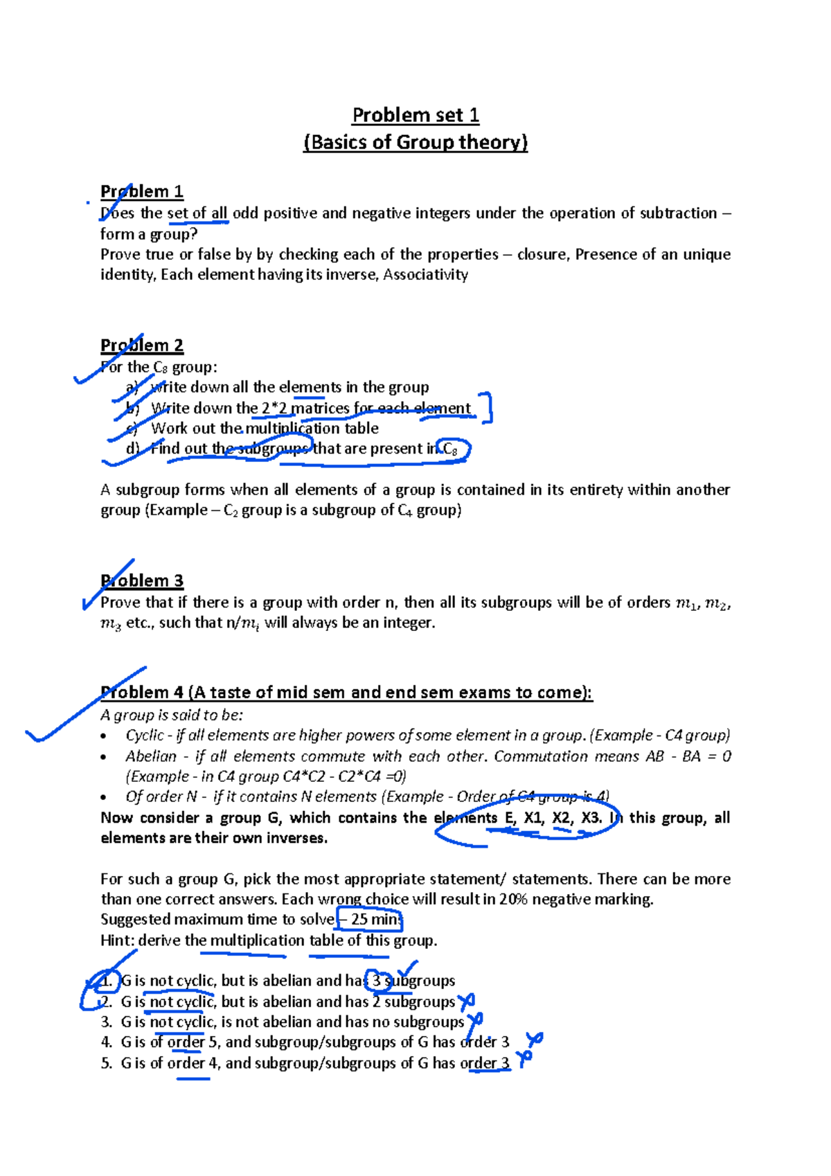 Problem set 1 - Practice material - Problem set 1 (Basics of Group theory) Problem 1 Does the ...