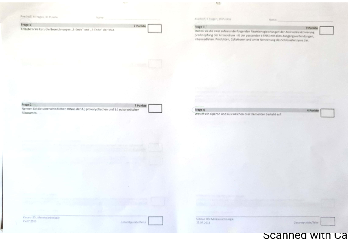 Averhoff 2 Genetik - Molekularbiologie und Genetik - Studocu