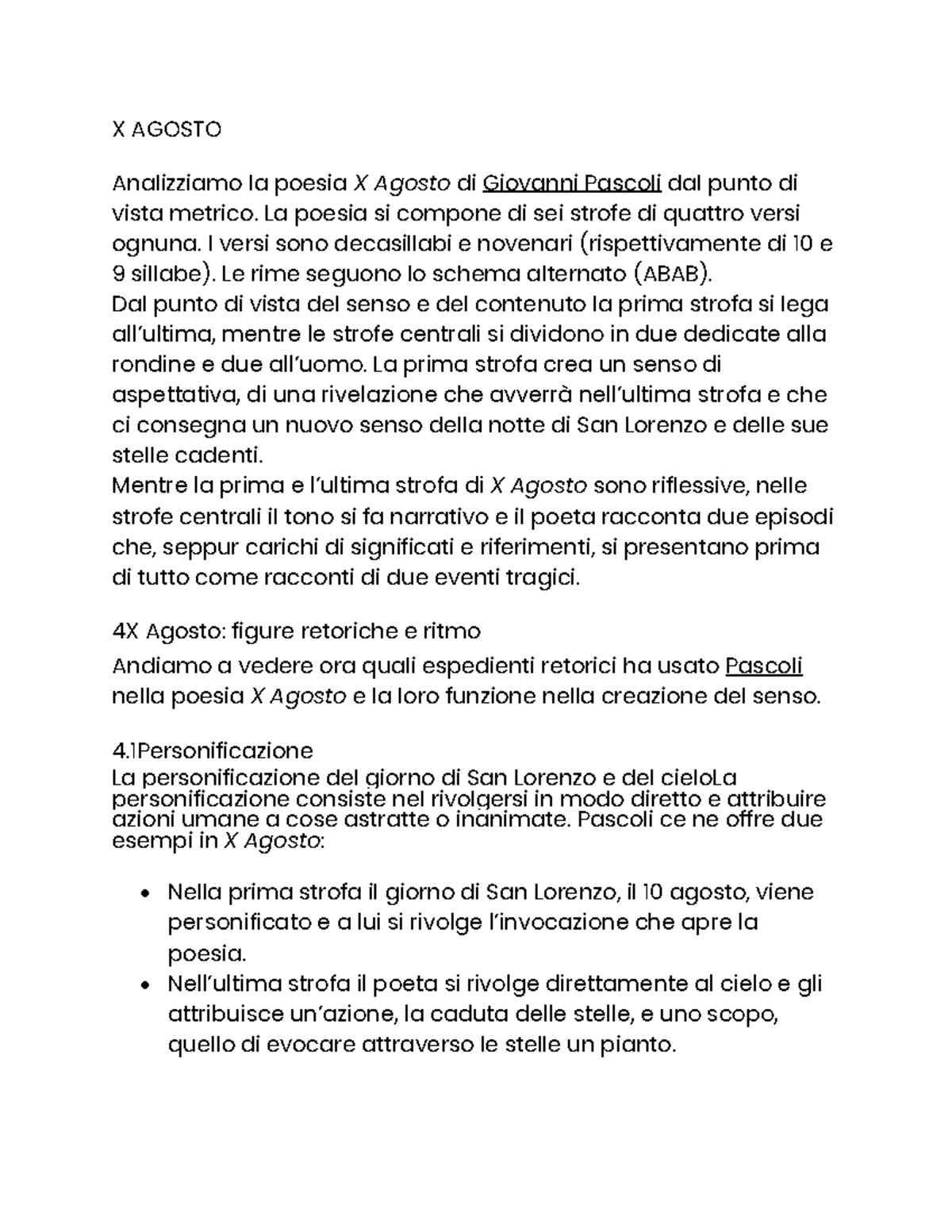 Analizziamo le poesie di Pascoli - X AGOSTO Analizziamo la poesia X Agosto di Giovanni Pascoli ...