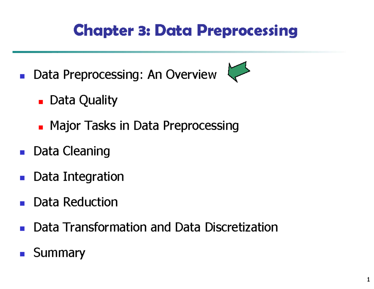 Unit-3 - Notes Of Unit 3 - Chapter 3: Data Preprocessing Data ...