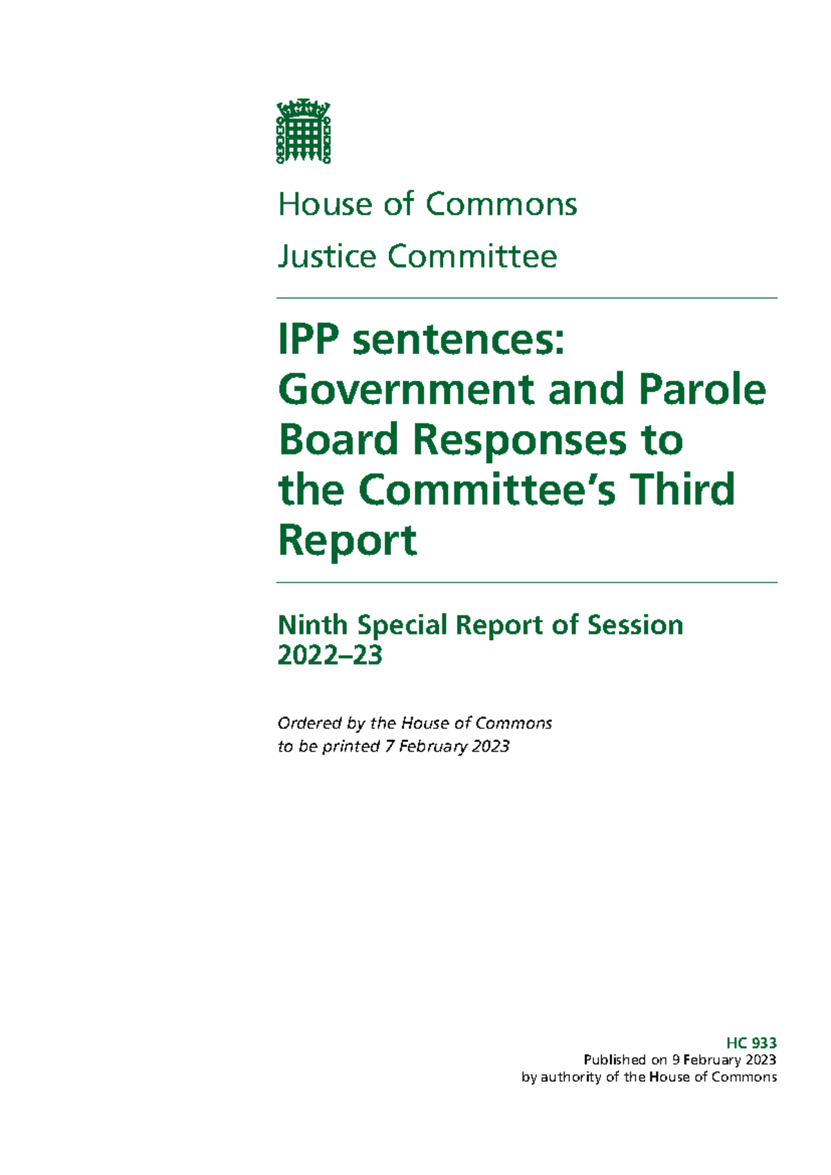 Ipp report 2023 - ipp - House of Commons Justice Committee IPP ...