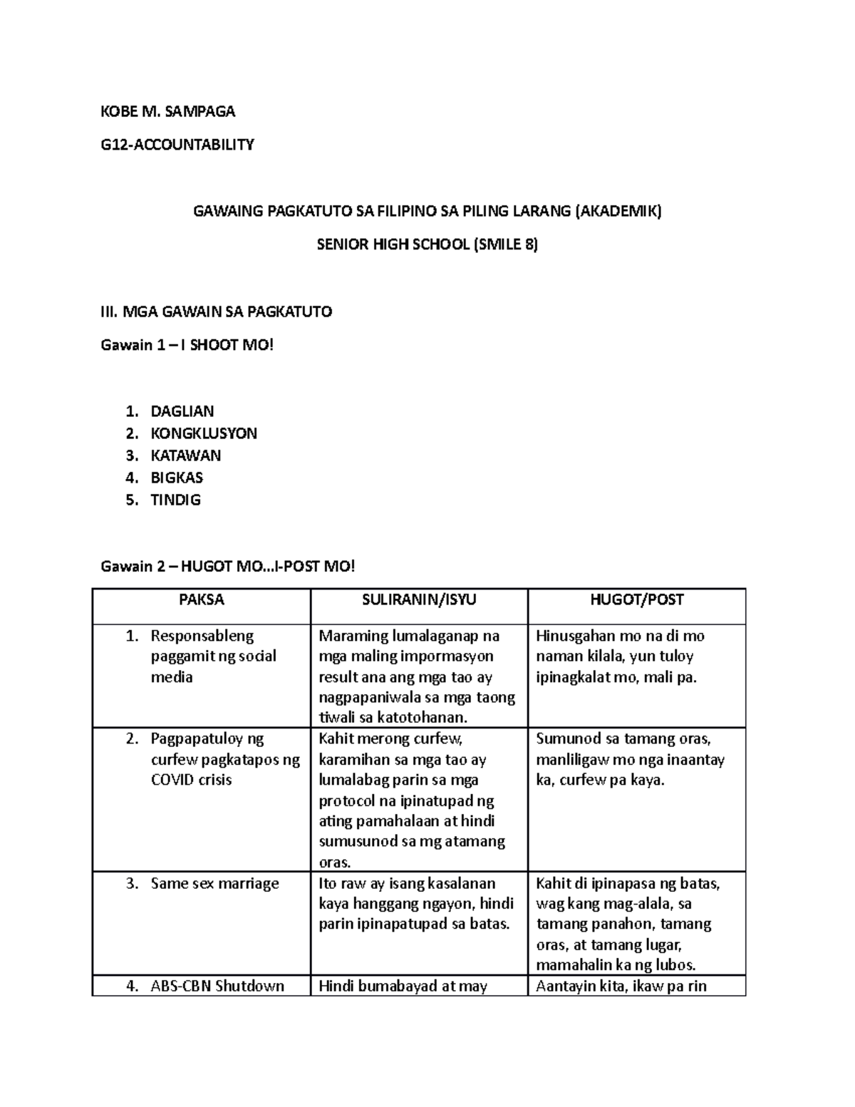 Fil. sa piling larangan M8 - KOBE M. SAMPAGA G12-ACCOUNTABILITY GAWAING ...
