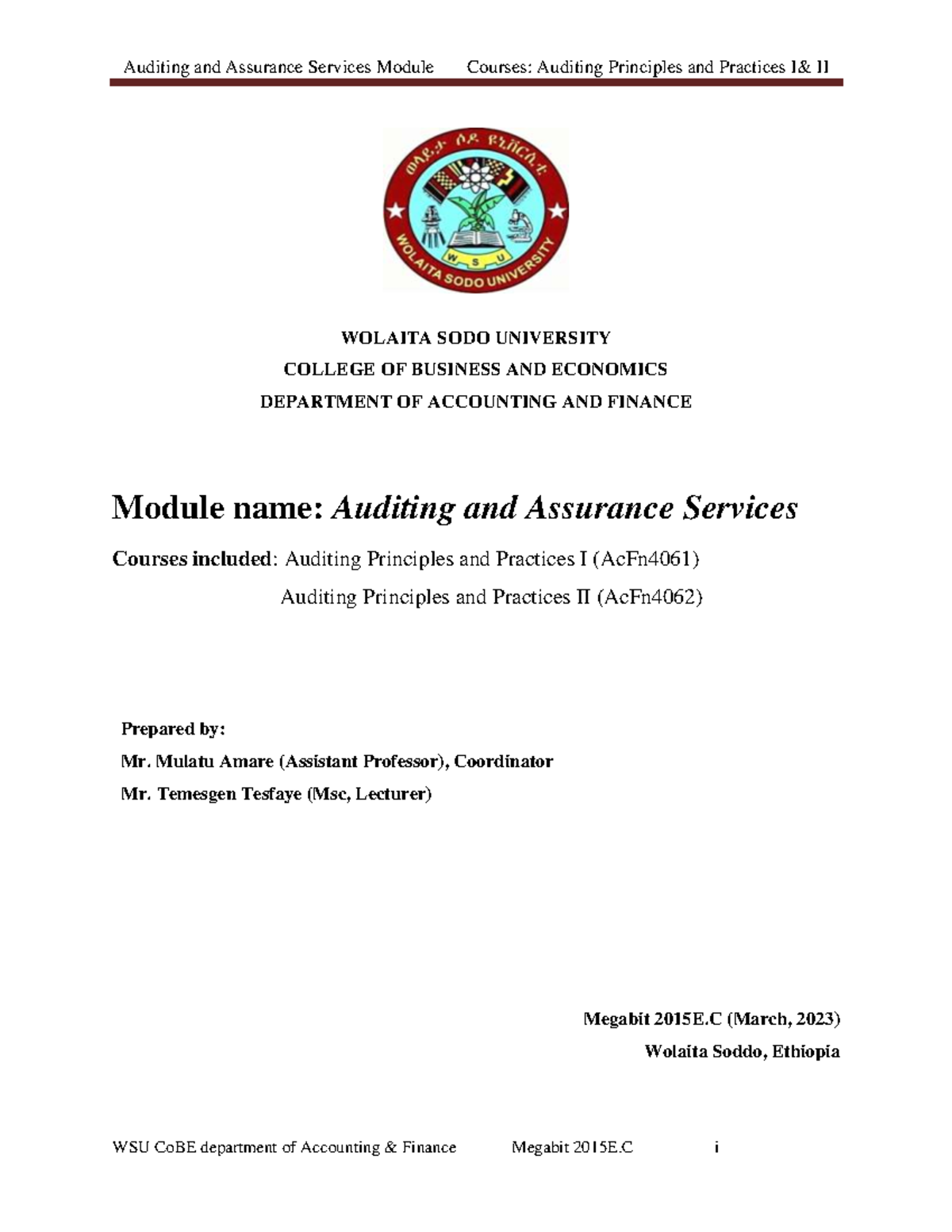 5 Auditing... Module 2nd draft - WSU CoBE department of Accounting ...