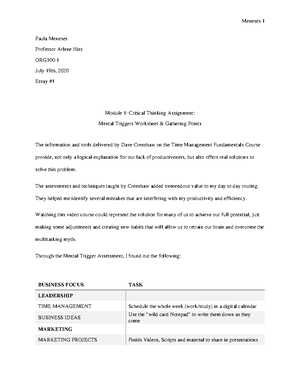 Module 3 Capsim Inbox Exercise - General Management - During the ...