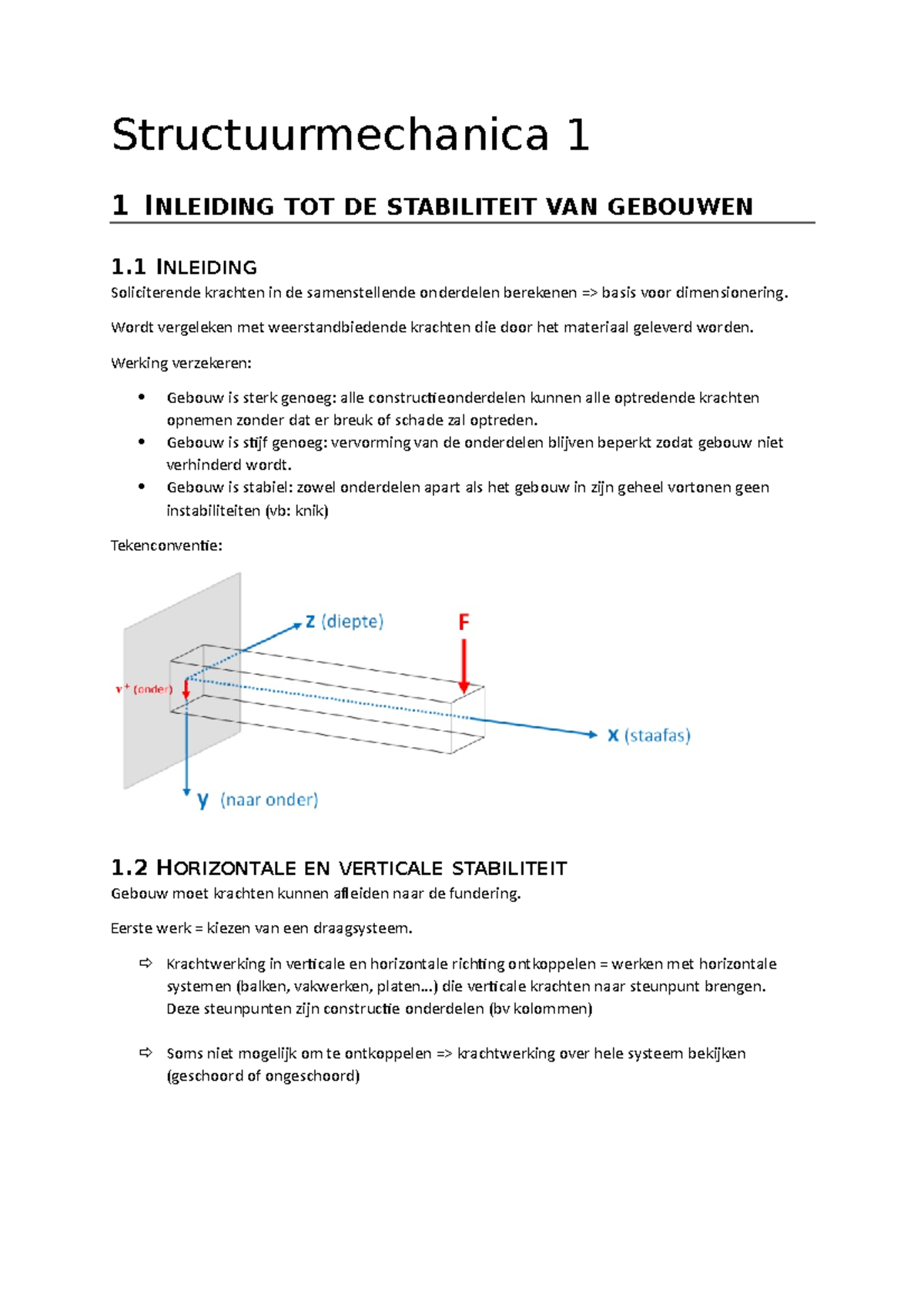 Samenvatting Structuurmechanica 1 - Structuurmechanica 1 1 INLEIDING ...