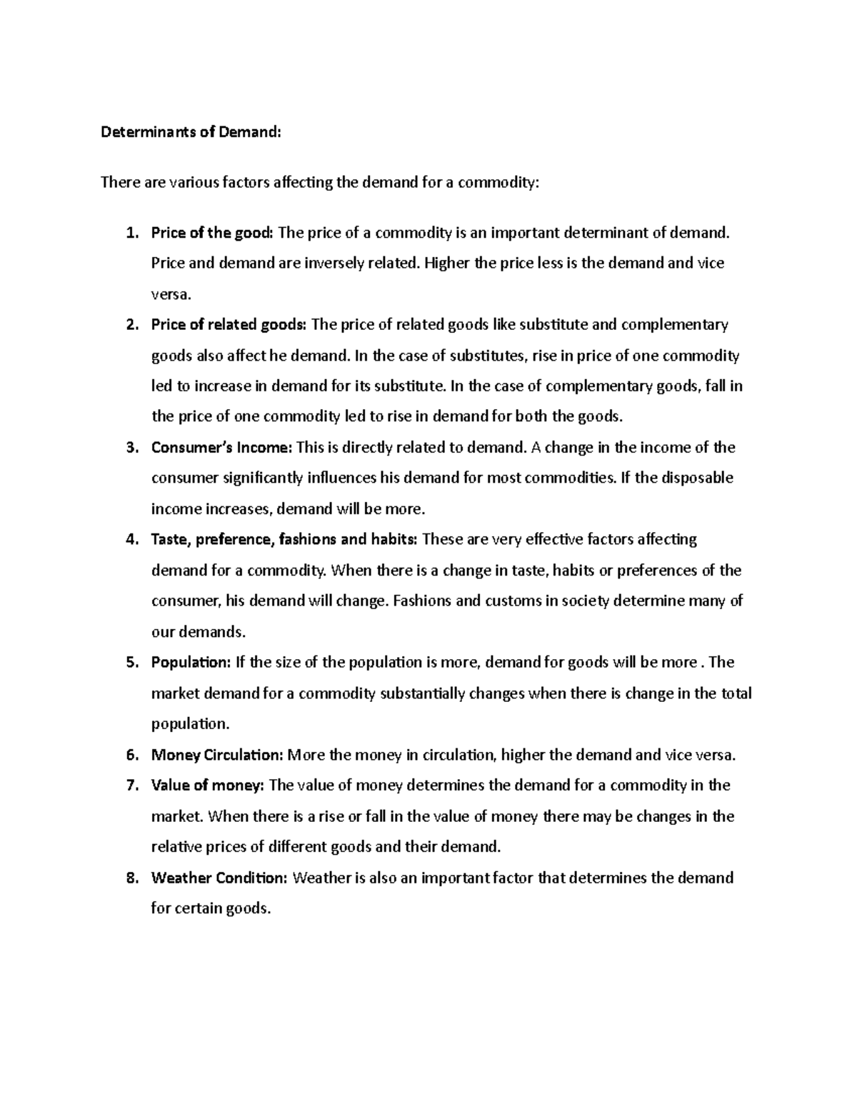 Determinants of Demand - Determinants of Demand: There are various ...