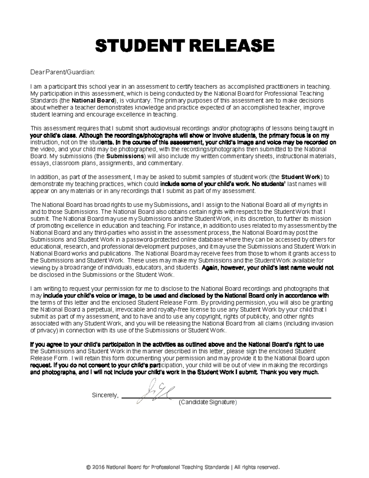Student+Release+Form Canizales - Dear Parent/Guardian: I am a ...