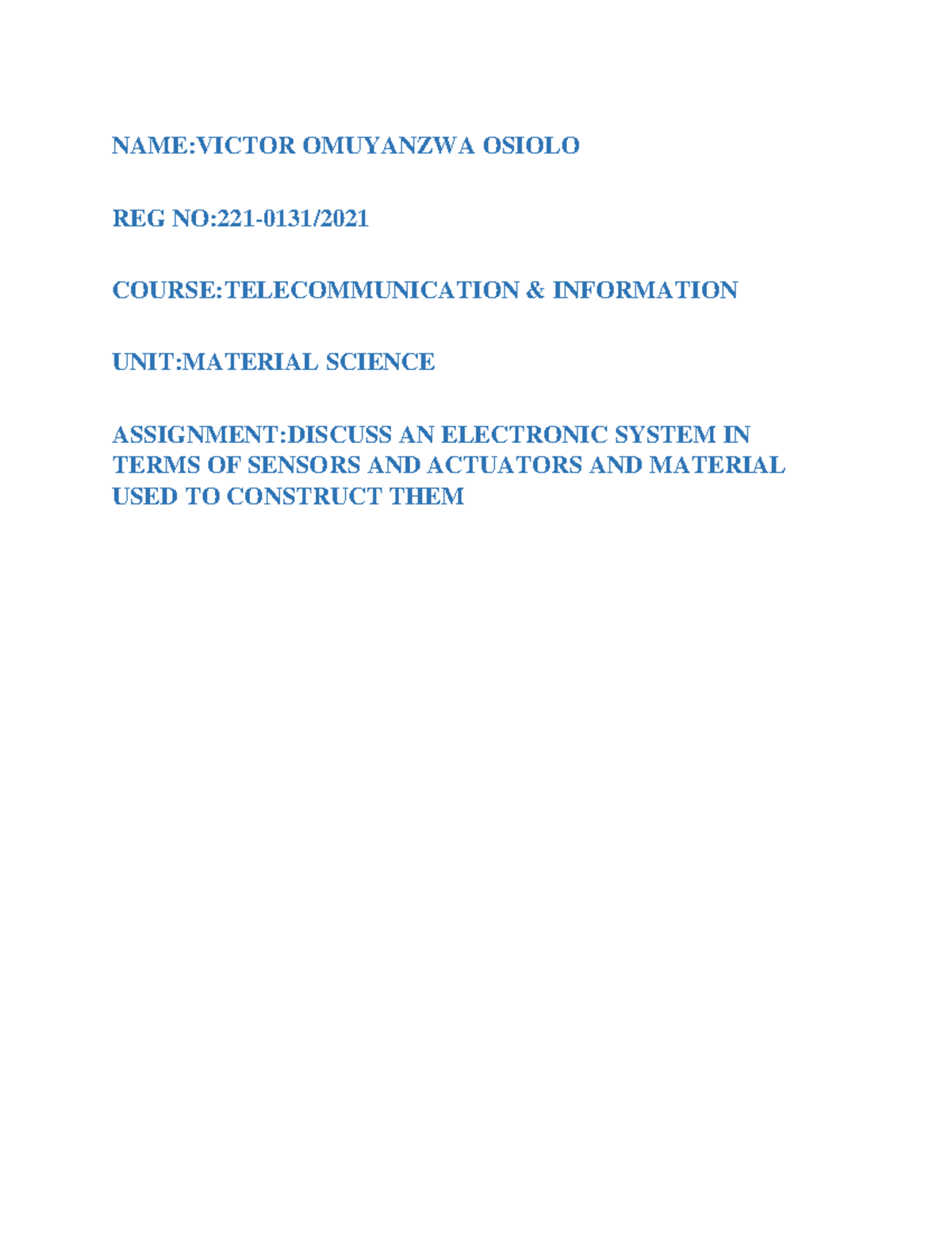 Aircraft sensors and actuators - Bsc.Civil Engineering - JKUAT - Studocu