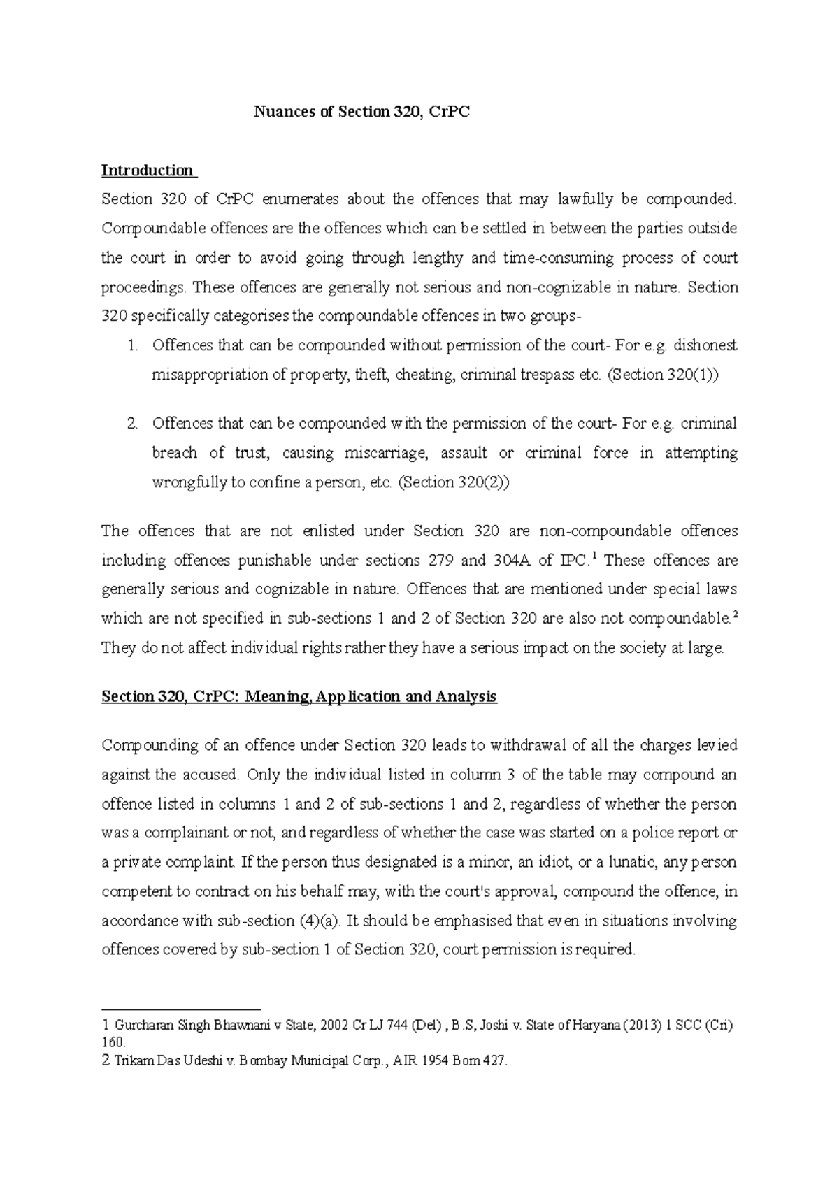 320 Crpc - CrPC, Compoundable Offences, nuances of S. 320, - Nuances of ...