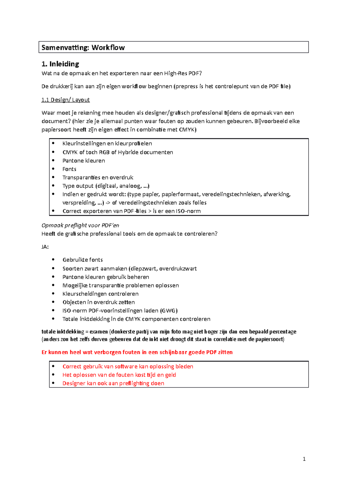 Samenvatting Workflow - Inleiding Wat na de opmaak en het exporteren ...