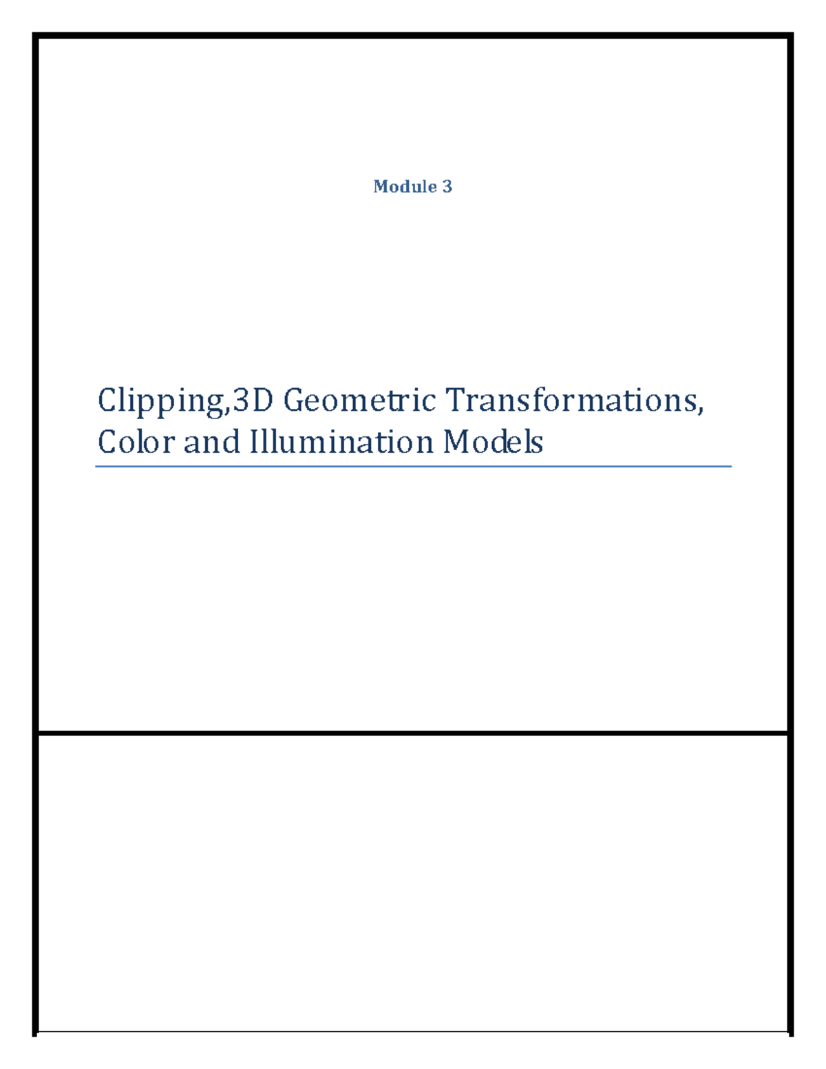 CG-module-3 - Module 3 notes - Module 3 Clipping,3D Geometric ...