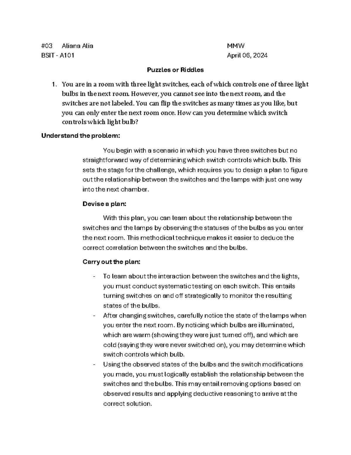 Puzzlesor Riddles-ALIA - #03 Aliana Alia MMW BSIT - A101 April 06, 2024 ...
