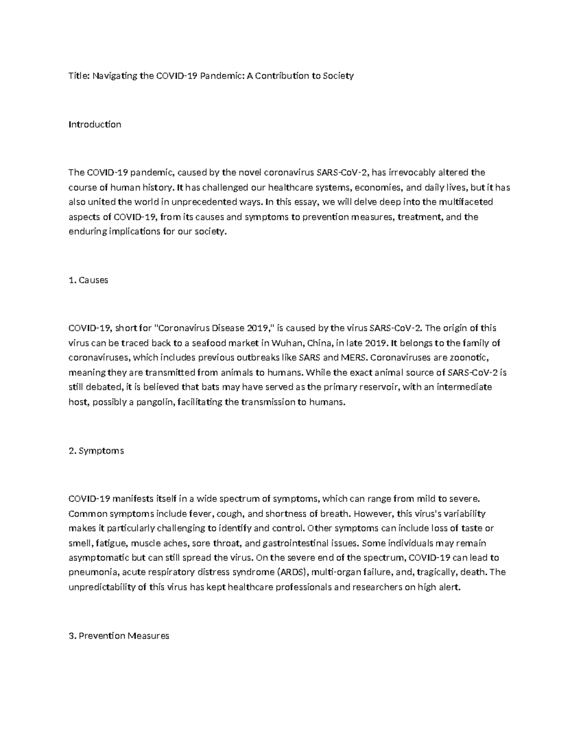 Covid-19 pandemic - Description - Title: Navigating the COVID-19 ...