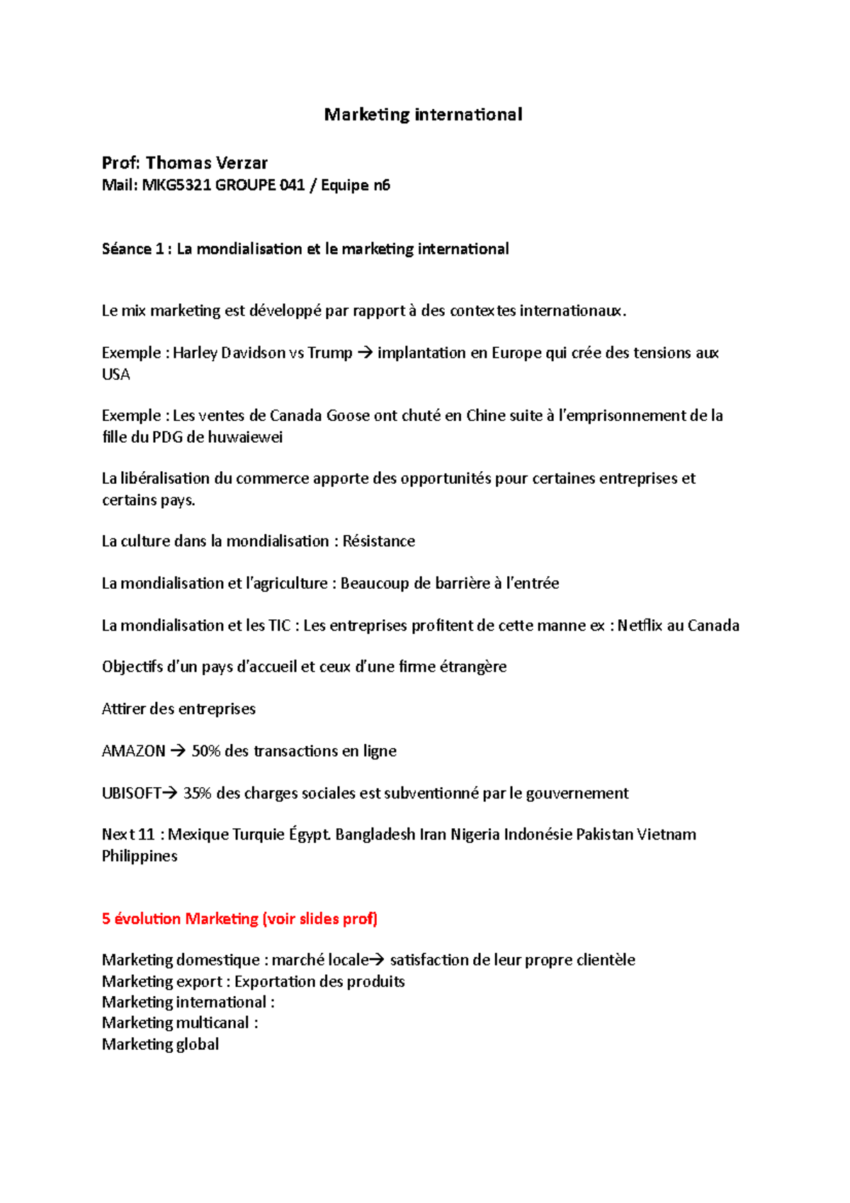 Marketing international UQAM - Marketing international Prof: Thomas ...
