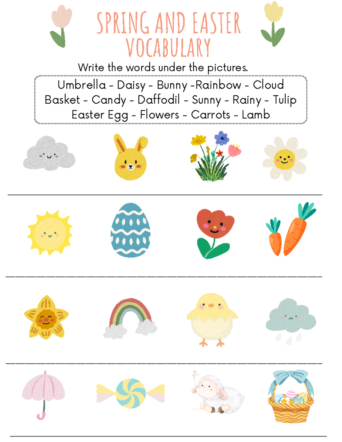 Spring and Easter Vocabulary - lectura y lenguaje - SPRING AND EASTER ...