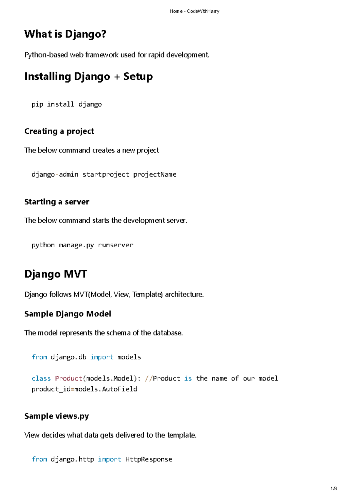 Django Cheatsheet Code With Harry - What is Django? Python-based web ...