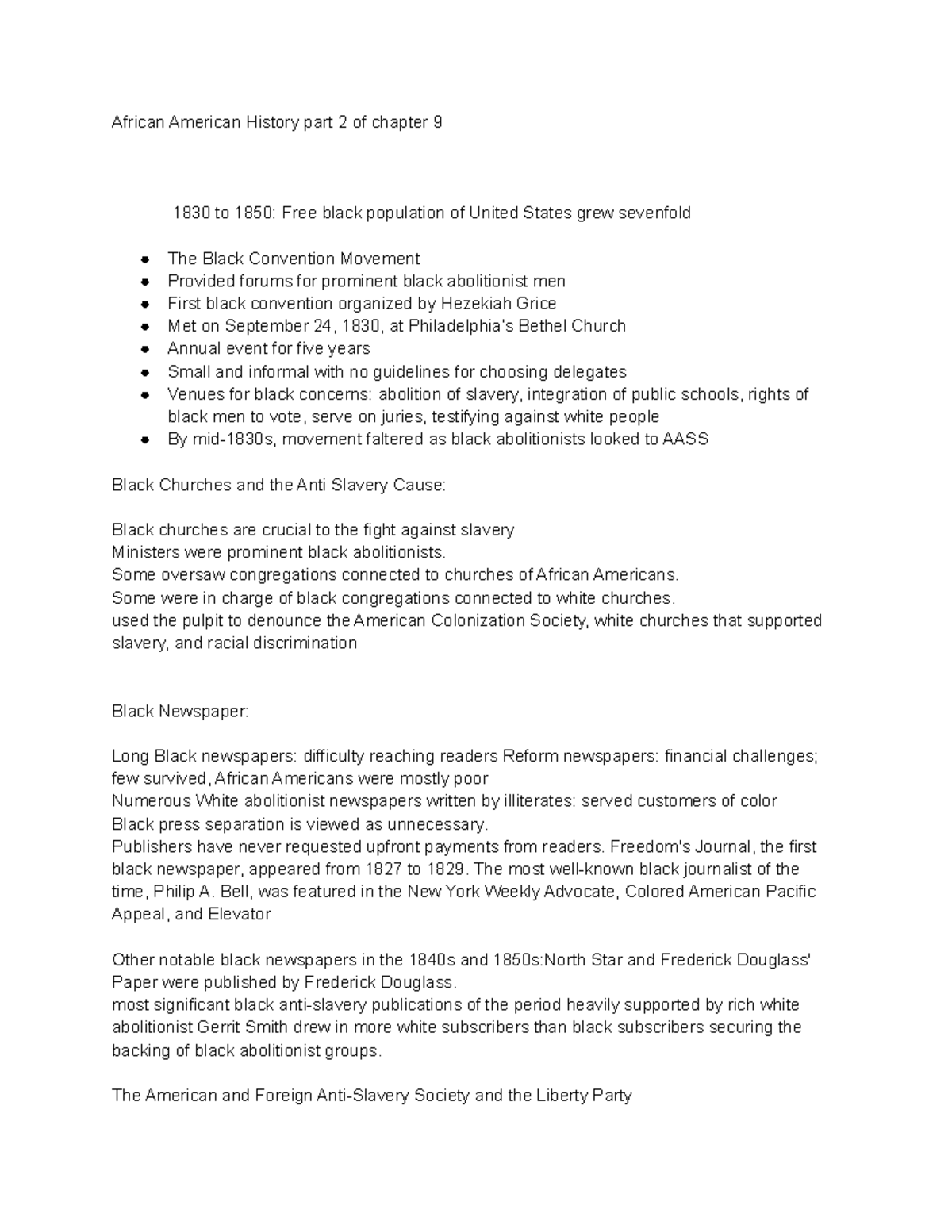 African American History part 2 of chapter 9 - African American History ...