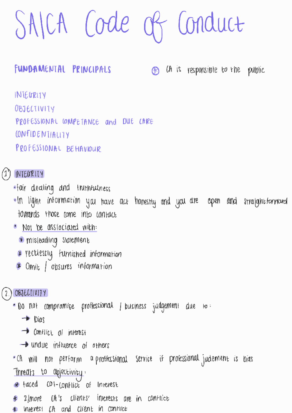 BPE Notes Quarter 1 - SAICA Code of Conduct FUNDAMENTAL PRINCIPALS CA ...