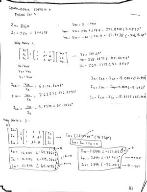 Problem Set 1 - Using example no, Lecture no, Unbalanced Polyphase, convert the wye connected ...