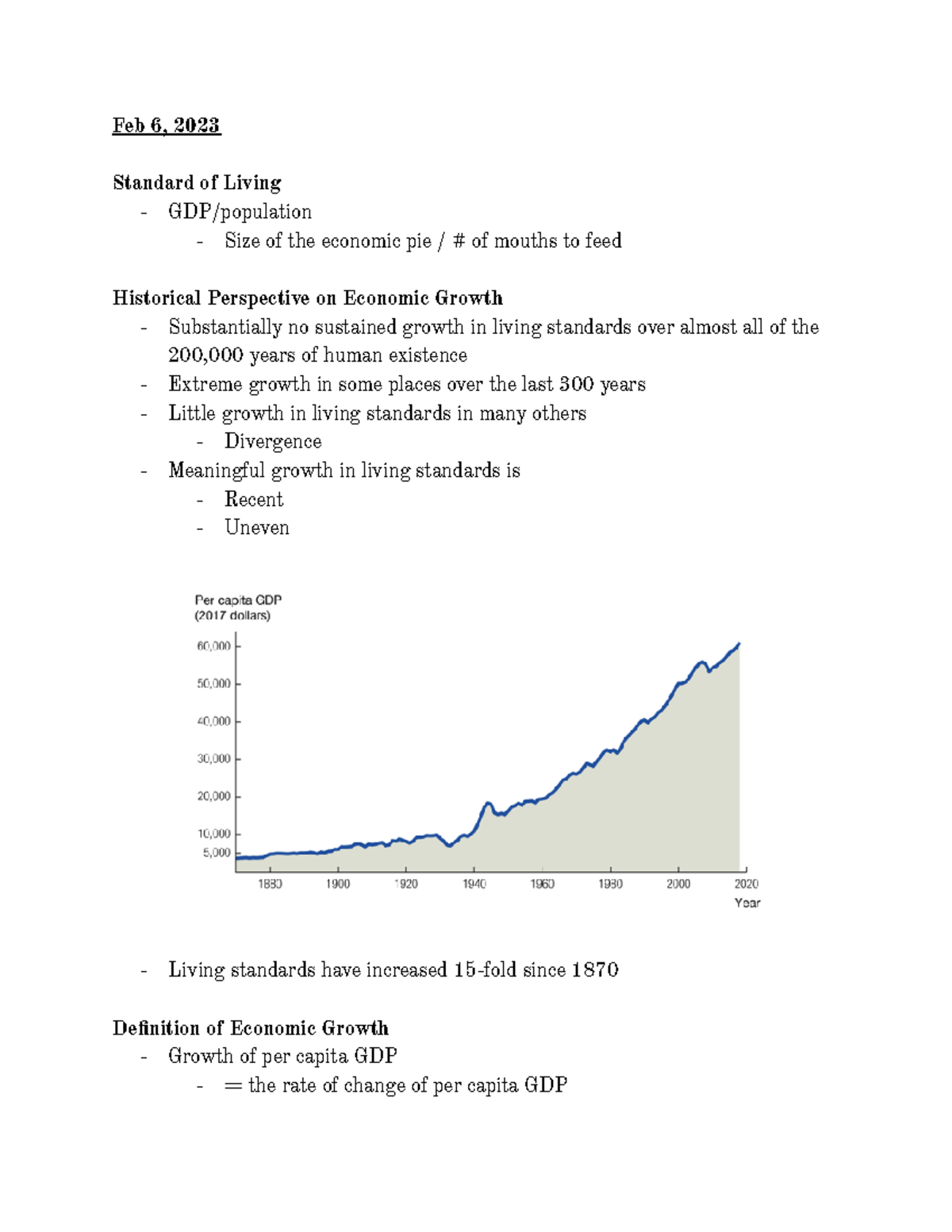 Long-Term Economic Growth - Feb 6, 2023 Standard of Living - GDP ...