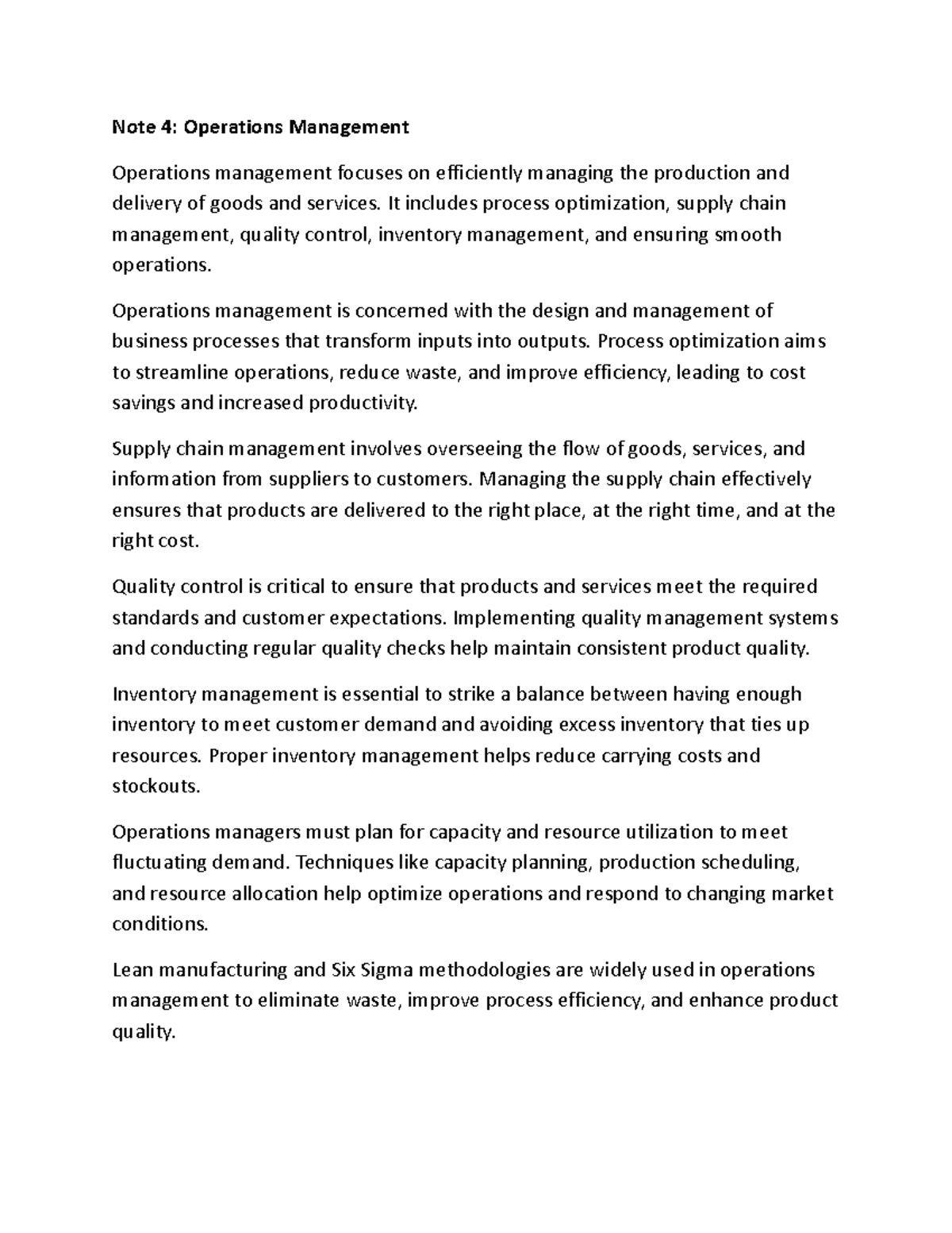 Note 4 - Summary on business principles disciplines. - Note 4 ...