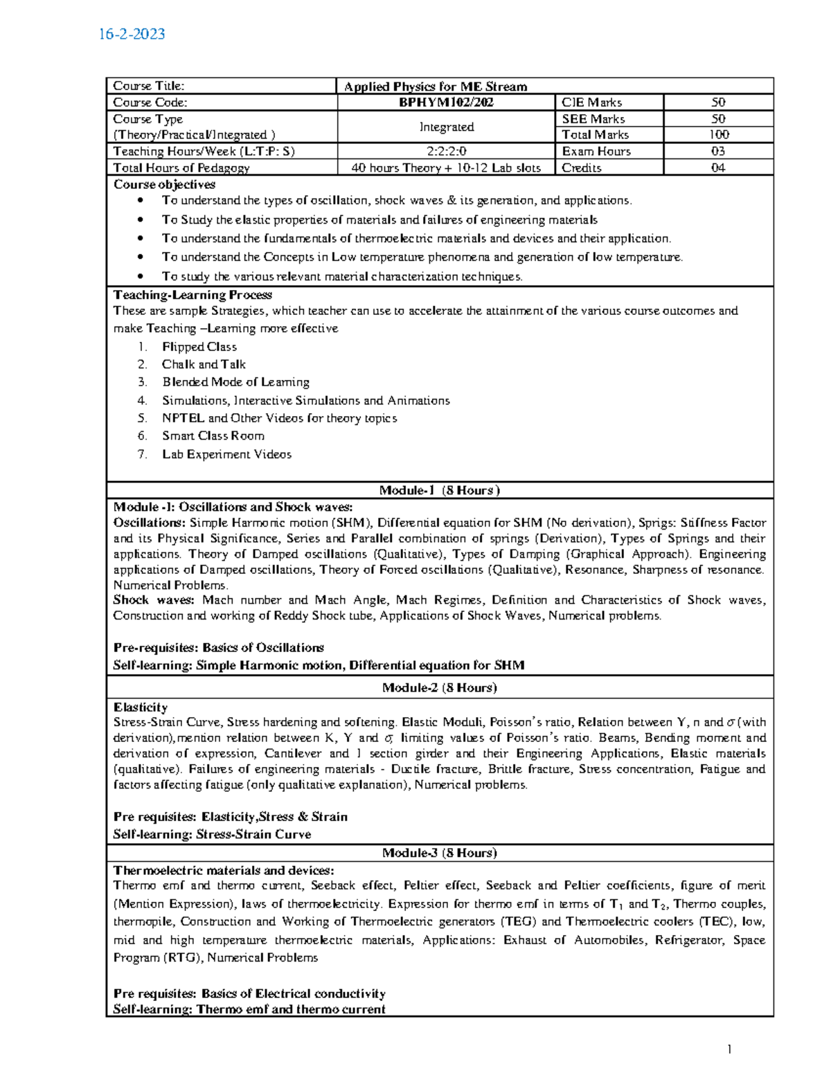 Bphym 102 - Tyyg - Course Title: Applied Physics for ME Stream Course ...