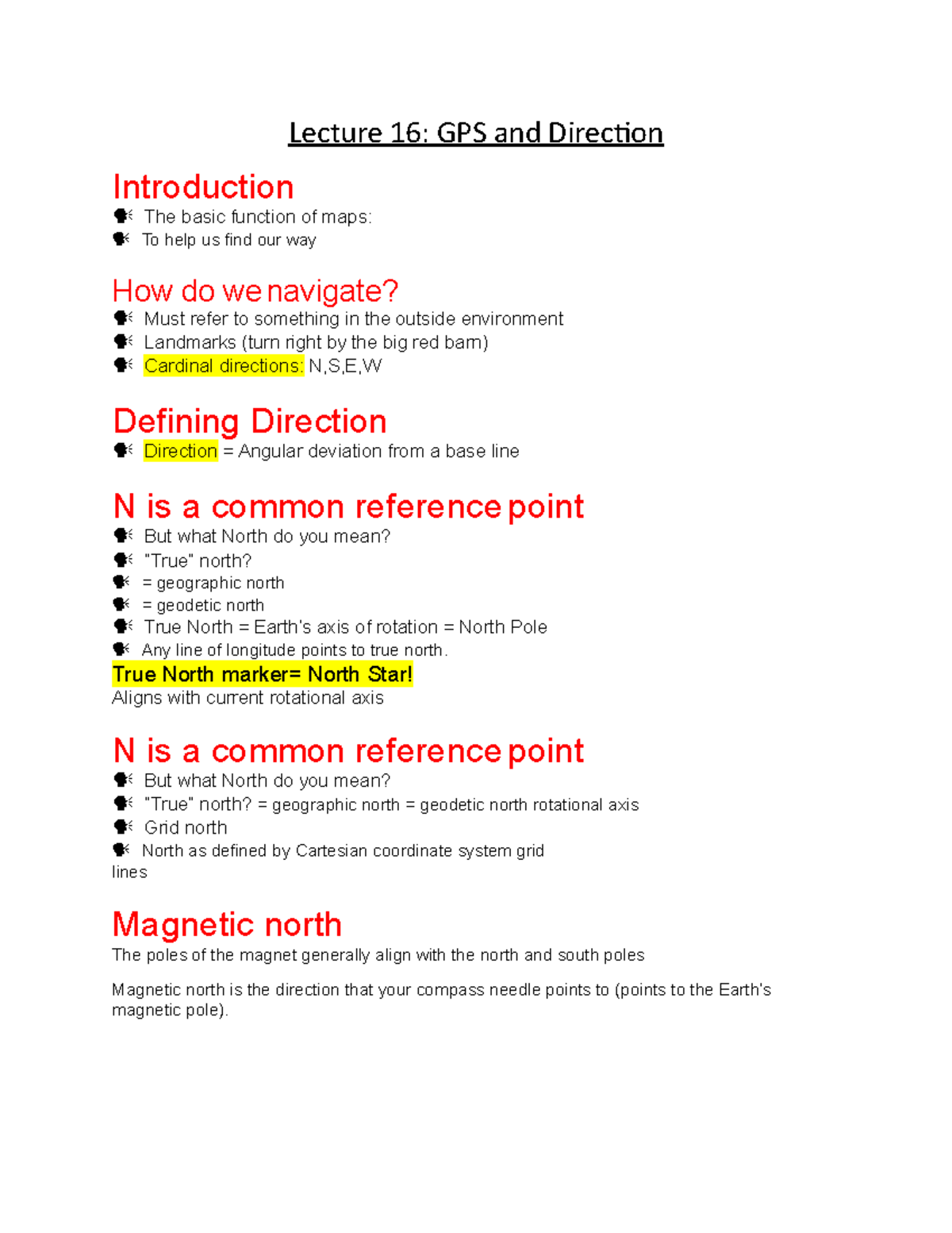 Lecture 16 Map use - These notes go over navigations, GPS, and other ...