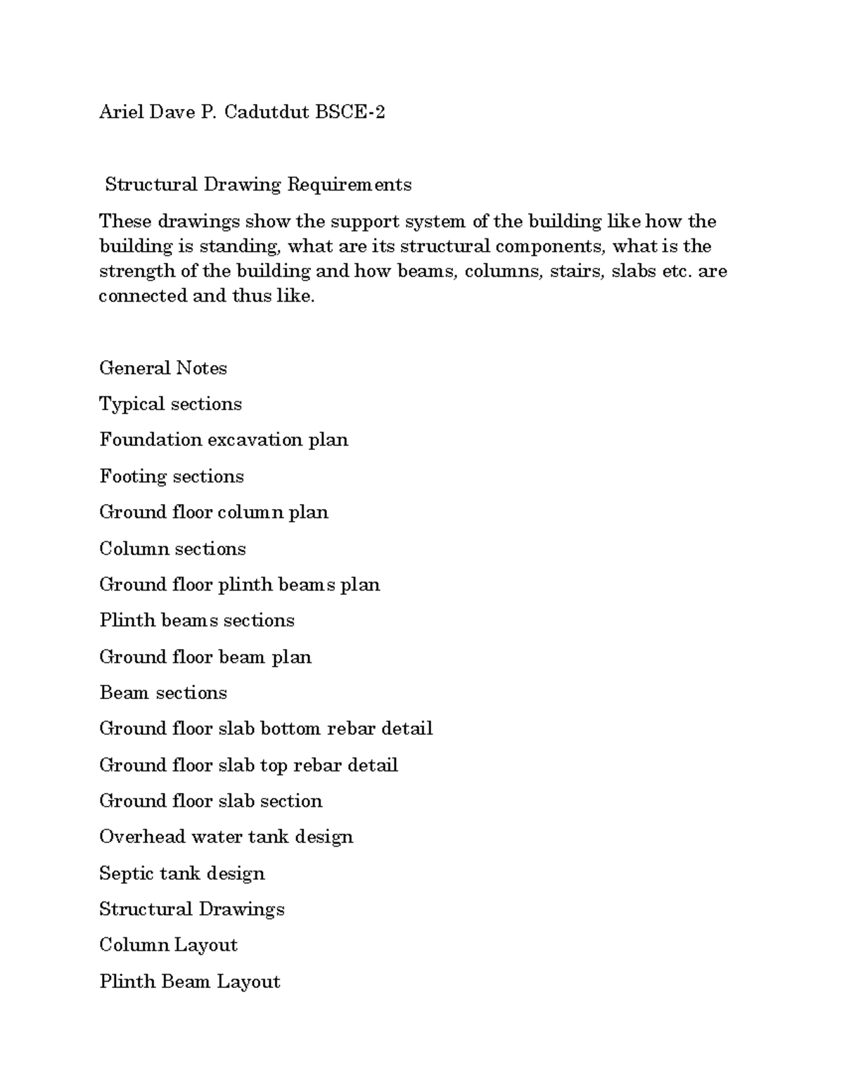 Document - Plumbing - Ariel Dave P. Cadutdut BSCE- Structural Drawing ...