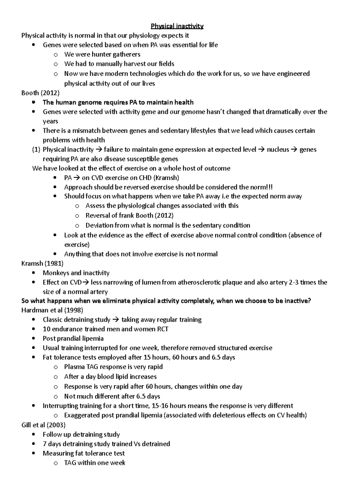 Physical inactivity - lecture notes - Physical inactivity Physical ...
