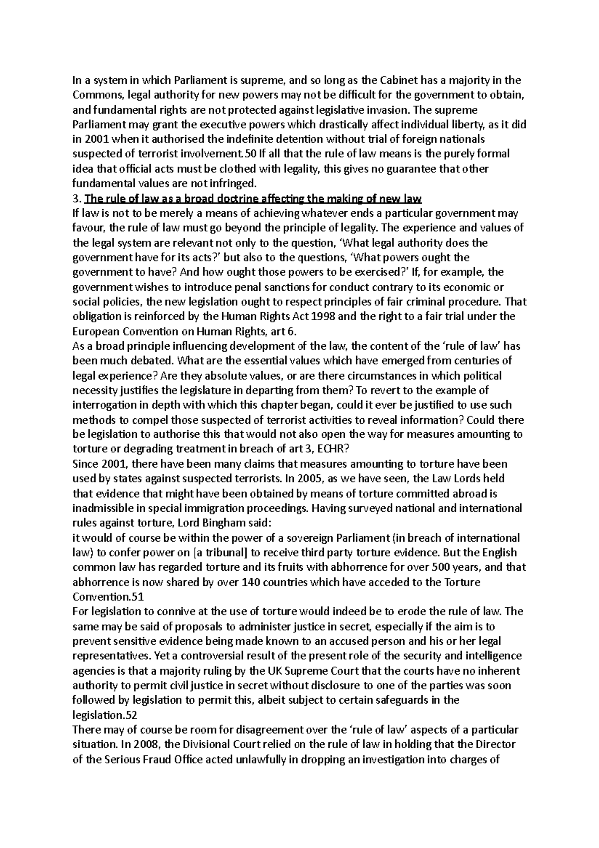 The rule of law as a broad doctrine affecting the making of new law ...