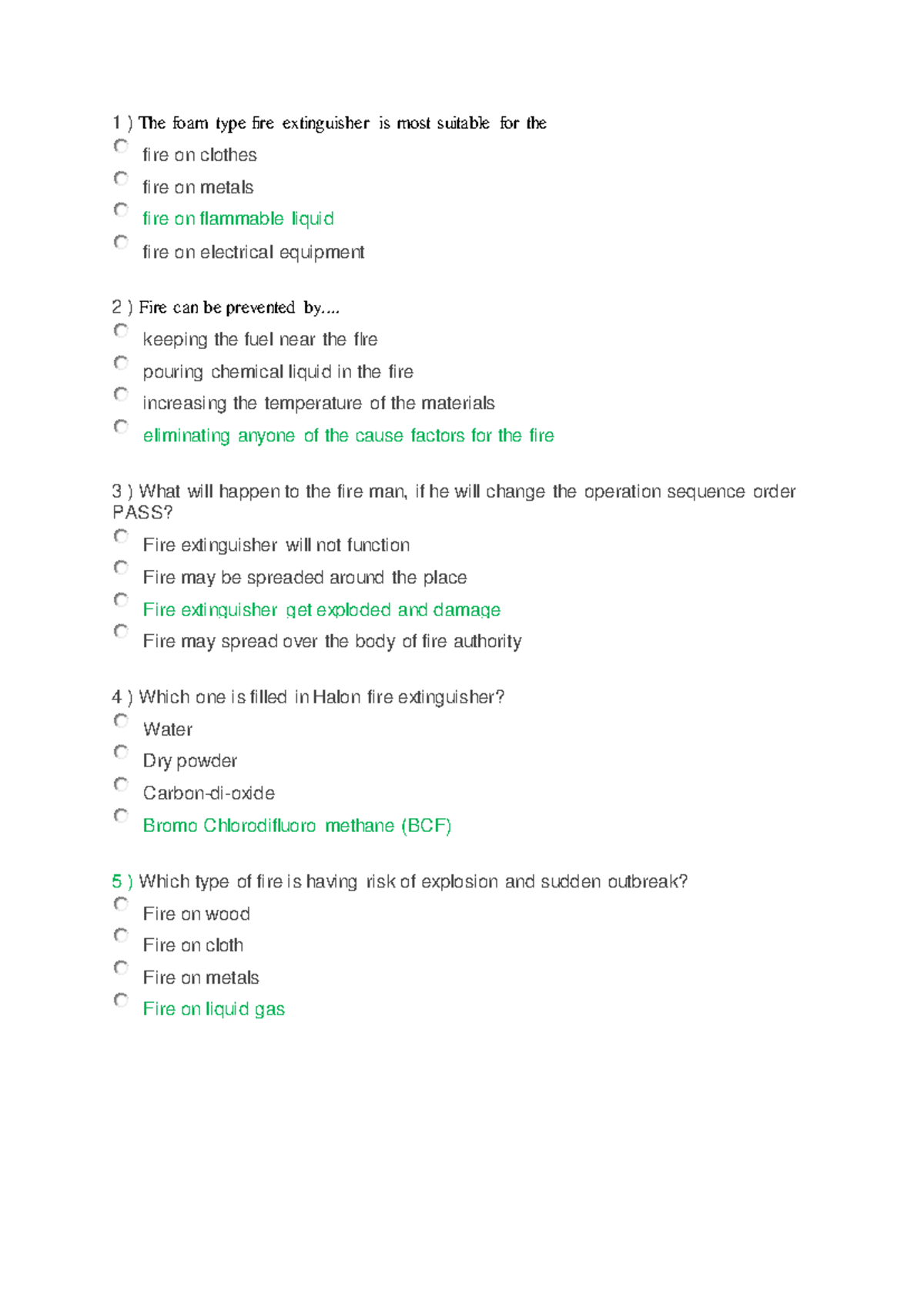 MCQ Questions ALL - 1 ) The foam type fire extinguisher is most ...