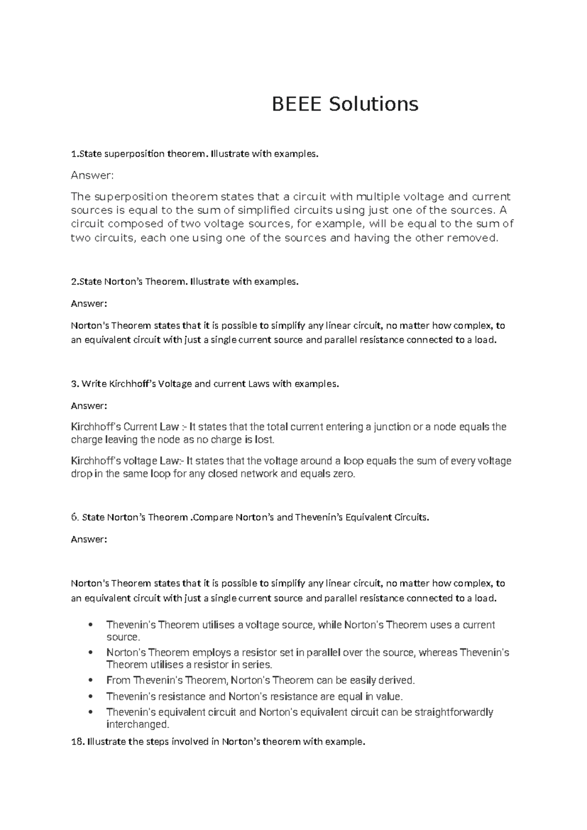 BEEE Question Bank Solutions - BEEE Solutions 1 superposition theorem ...