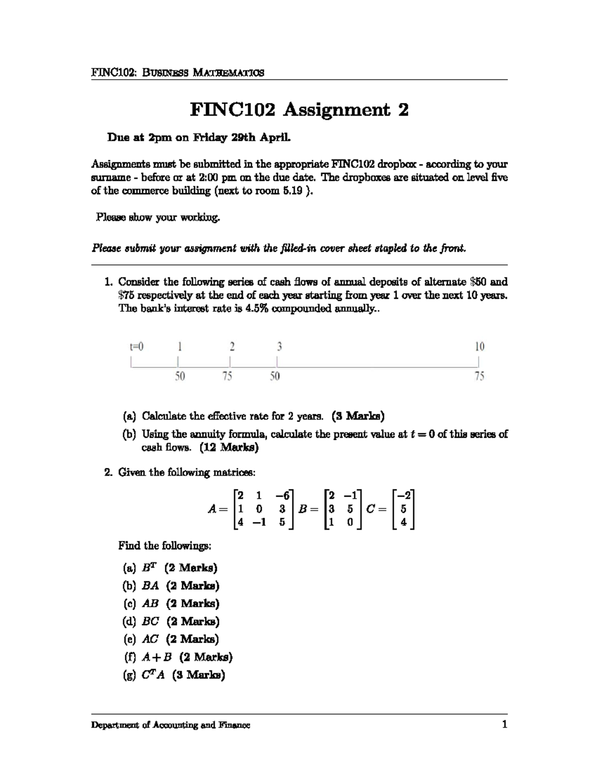 FINC102-Assignment 2 - Finc102 Assignment 2 Instructions - Business ...