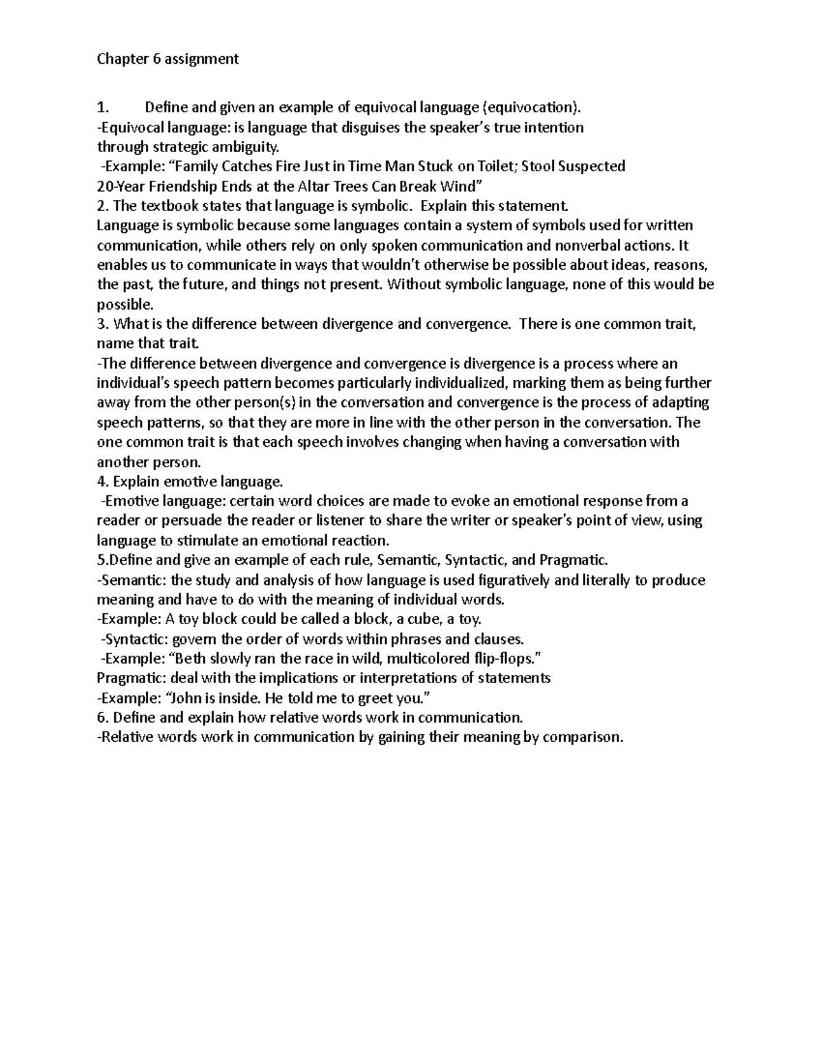 Ch. 6 assignment - Notes - Chapter 6 assignment Define and given an ...