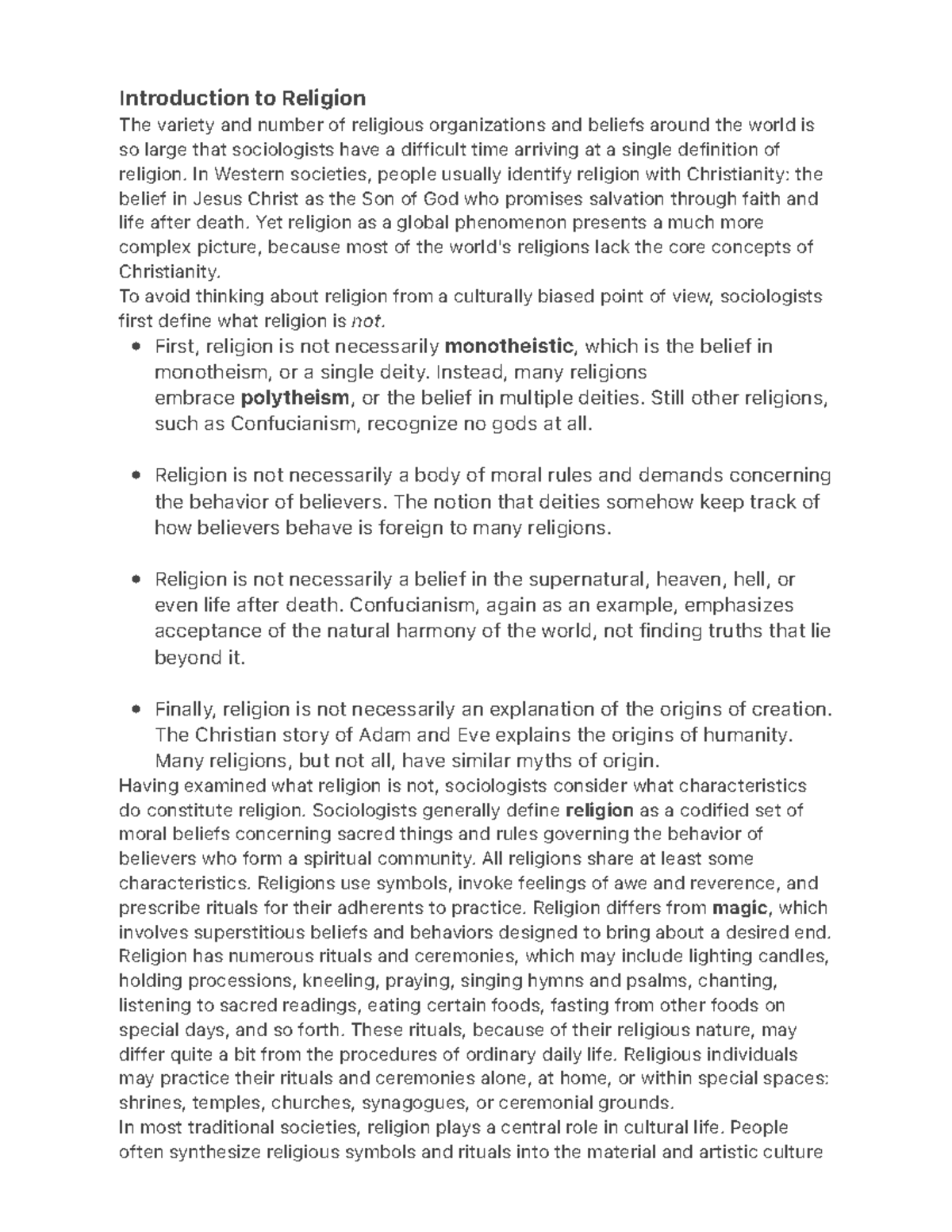 Introduction to Religion - ï ï ï ï Introduction to Religion The variety ...