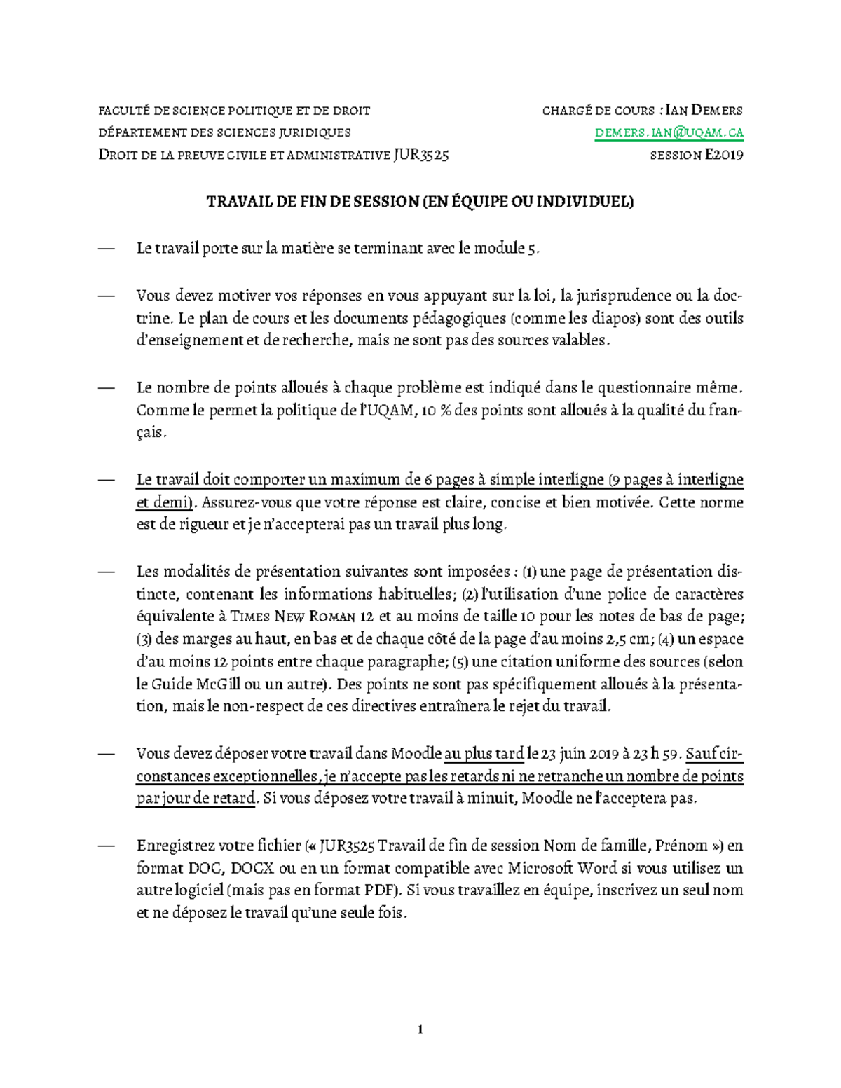 Examen Juin 2019, questions - FACULTÉ DE SCIENCE POLITIQUE ET DE DROIT ...