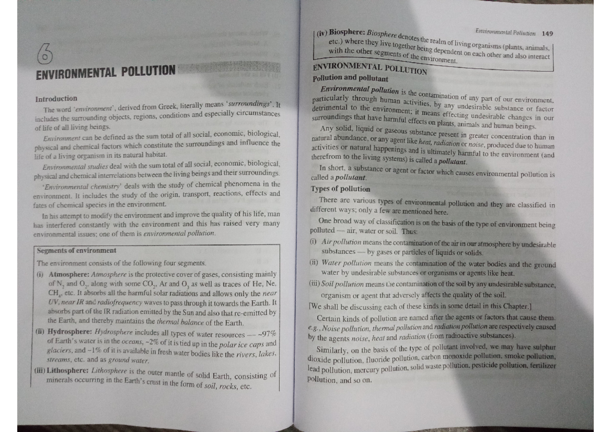 Environmental Pollution 240606 153323 - Physical Chemistry - Studocu