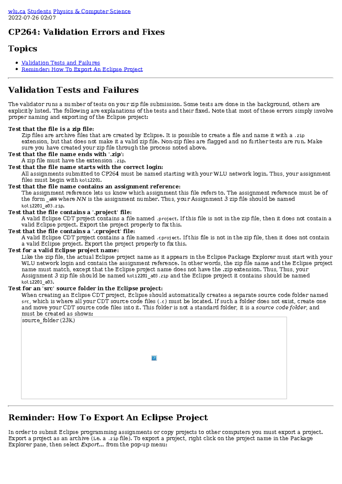 CP264 Validation Errors and Fixes - wlu Students Physics & Computer ...