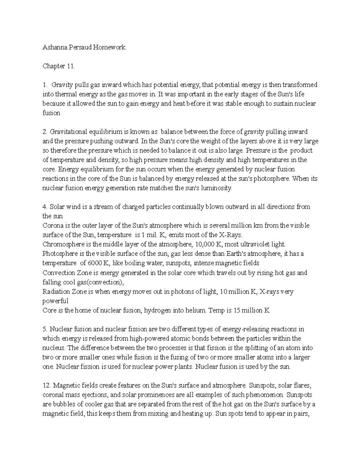 Homework cosmology - Ashanna Persaud Homework. Chapter 11. Gravity ...