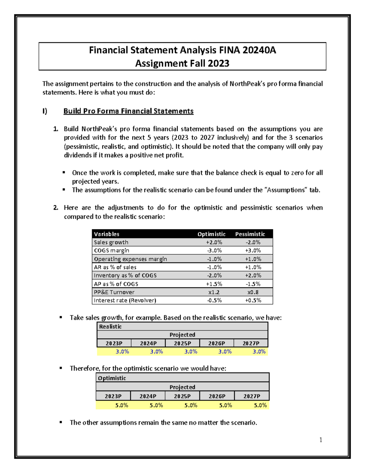 Assignment 20240 A - F2023 LE BON - Financial Statement Analysis FINA 20240A Assignment Fall ...