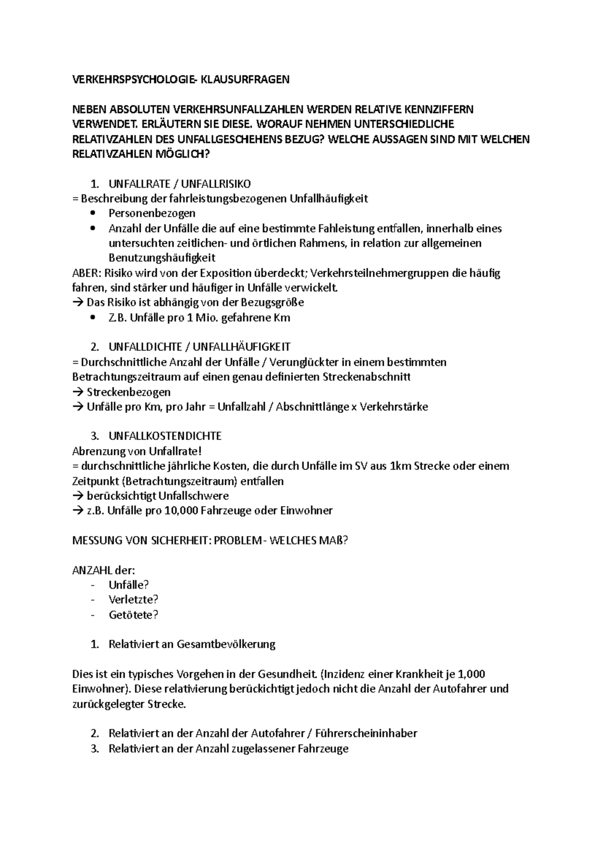 Klausur 2016, Fragen und Antworten - KLAUSURFRAGEN NEBEN ABSOLUTEN VERKEHRSUNFALLZAHLEN WERDEN ...