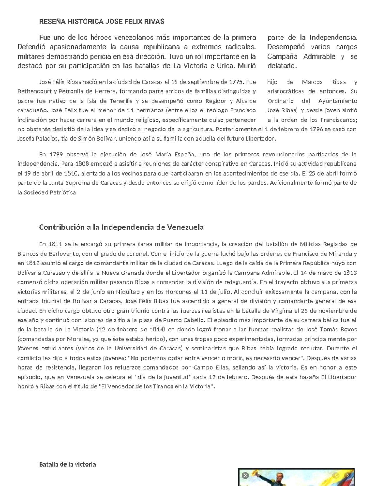 Jose Felix Rivas - RESEÑA HISTORICA JOSE FELIX RIVAS Fue uno de los ...