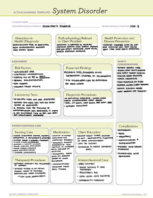 Active Learning Template System Disorders MH remediation - NUR114 - Studocu