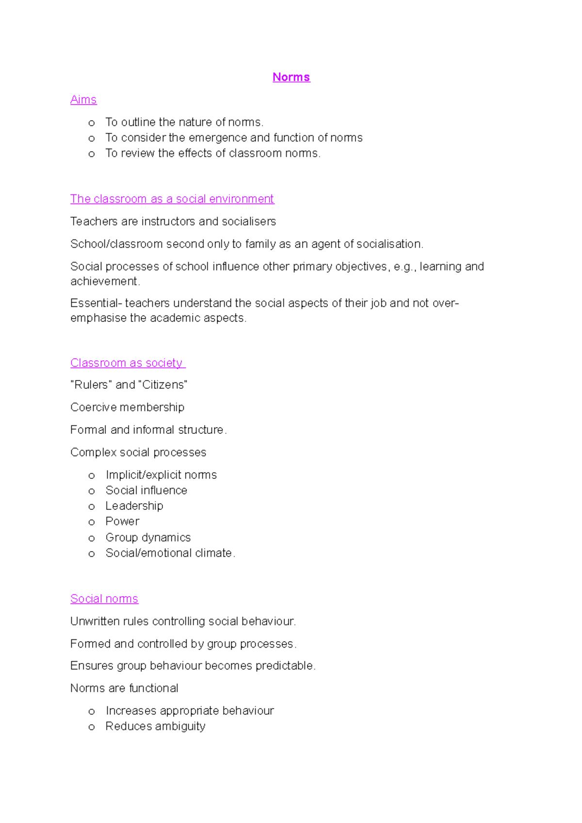 Lecture 2- Norms - Norms Aims o To outline the nature of norms. o To ...