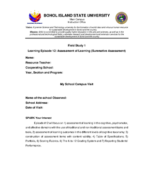 FS1 concept notes - Episode 1: The School and Learning Environment 1. A ...