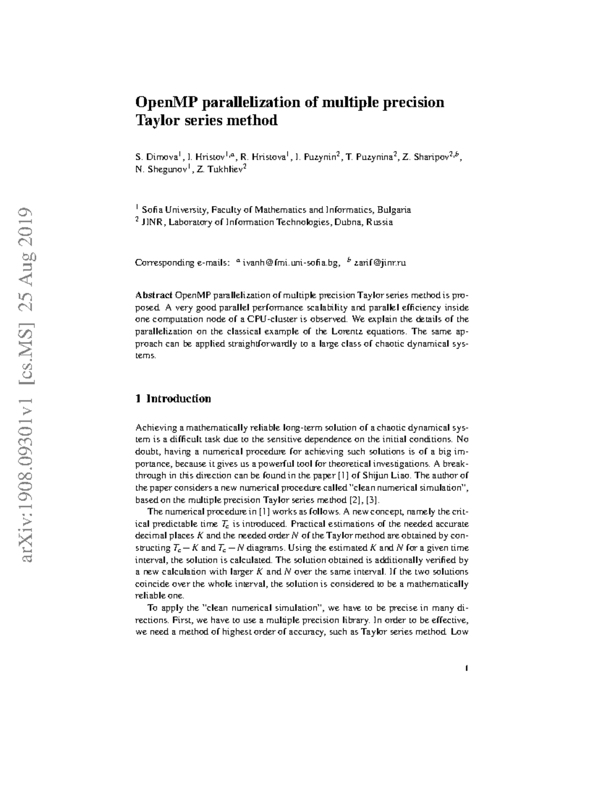 Open MP parallelization of multiple preci - OpenMP parallelization of multiple precision Taylor ...