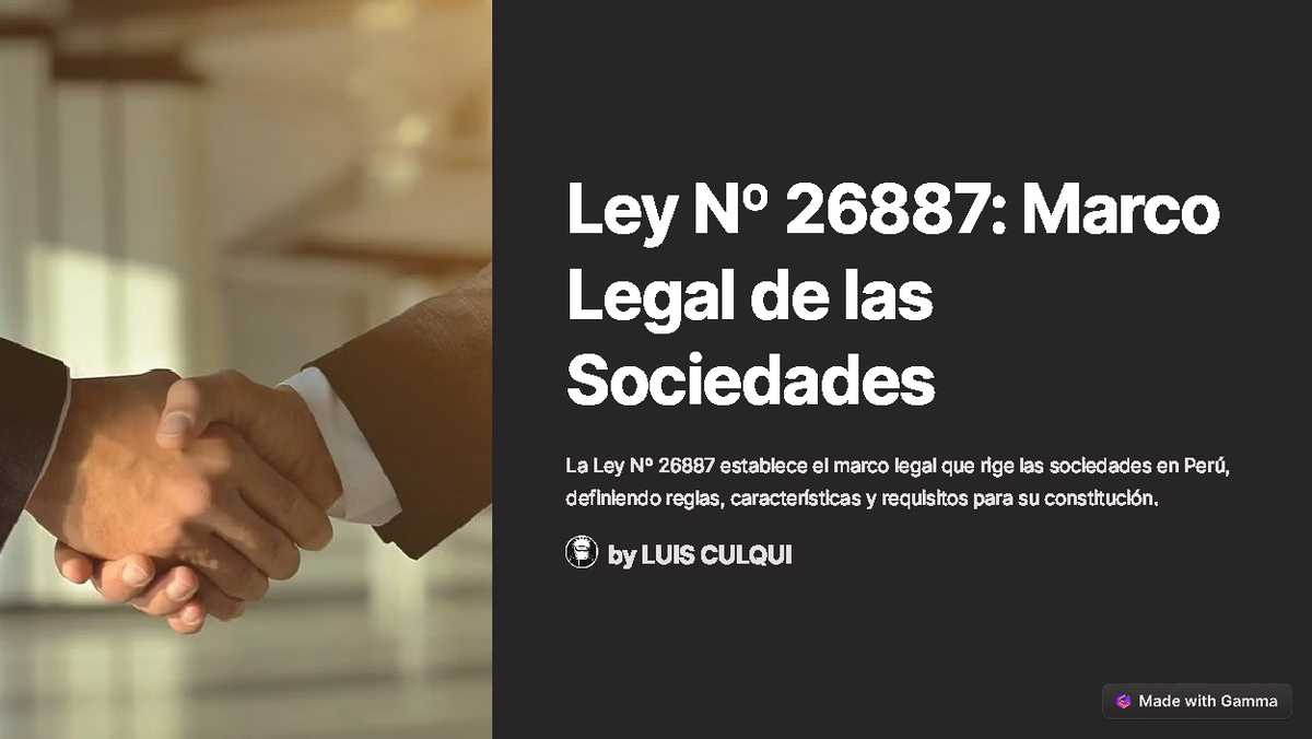 LEY - Ley - Ley Nº 26887 : Marco Legal de las Sociedades La Ley Nº ...