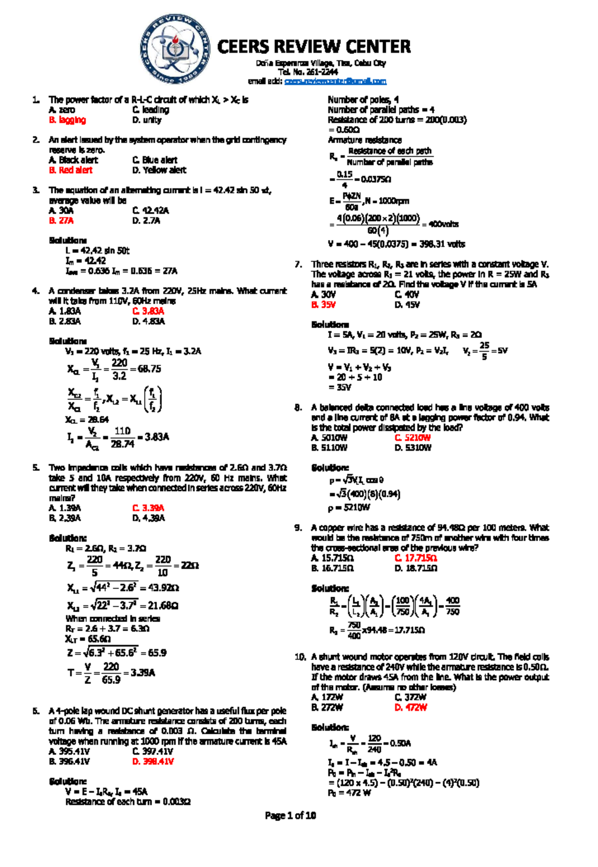Exam no.5 With Solutions Complete - Basic ELectrical Engineering - Studocu
